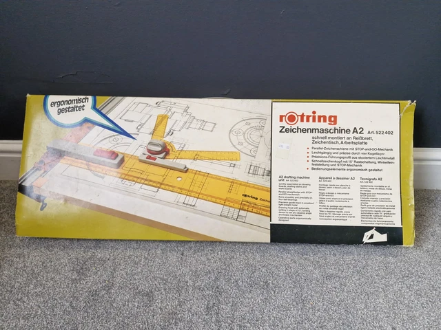 VINTAGE ROTRING RAPID A2 drawing board + straightedge + stop and go ...