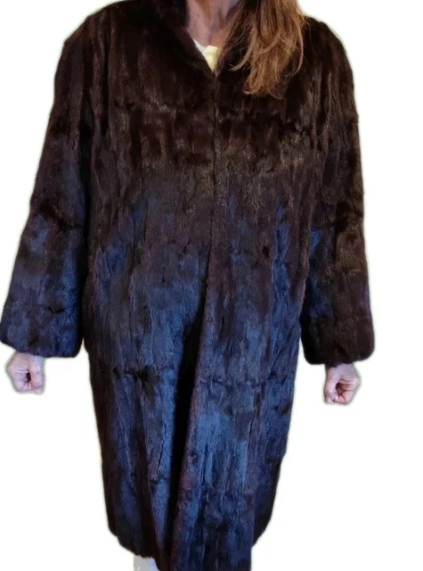 VINTAGE FULL LENGTH Genuine Sable/Mink Fur Coat. Dark Brown Mahogany ...