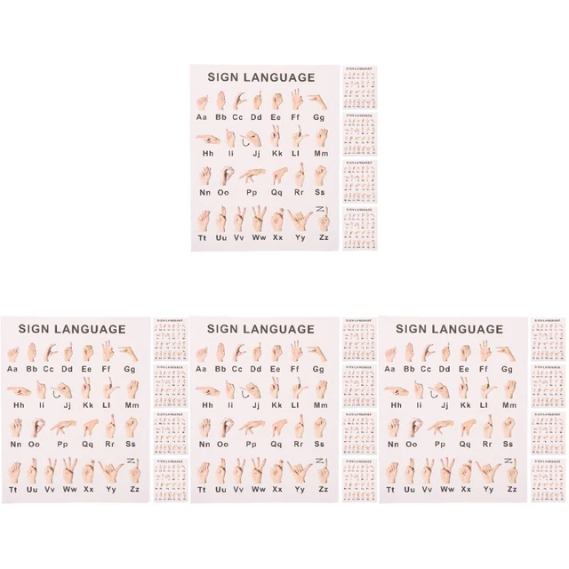 4 PACK GESTURE Language Poster Hand Chart Alphabet Wall Sign £22.95 ...