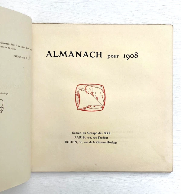 GROUPE DES XXX " ALMANACH" pour 1908" Très rare Brochure artistique Nr 46 /400 EUR 290,00 ...