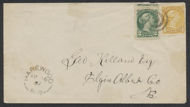 1887 HAREWOOD NB Split Ring On Cover 1c + 2c Small Queens $21.25 ...