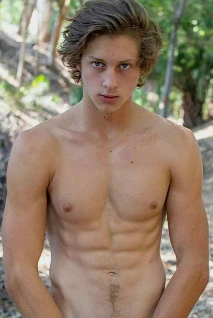 Shirtless Male Swimmers Build Beefcake Athletic Body Shaggy Hair 4x6