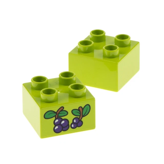 2X LEGO DUPLO Construcción Piedra 2x2x1 Lima Verde Claro Estampado ...