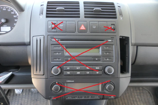 VW POLO 9N Center Console Trim Around Radio Black 6Q0858069AC Frame £90 ...
