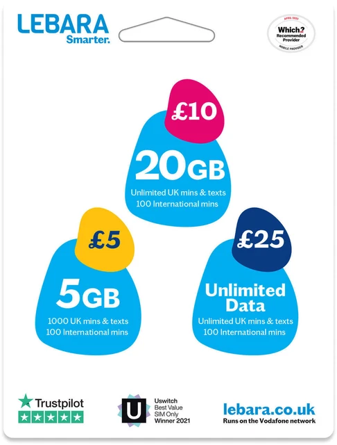 LEBARA MOBILE NETWORK pay as you go sim card - official pack £0.99 ...