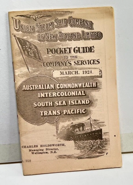UNION STEAM SHIP Co New Zealand Pocket guide March 1924 Australia ...