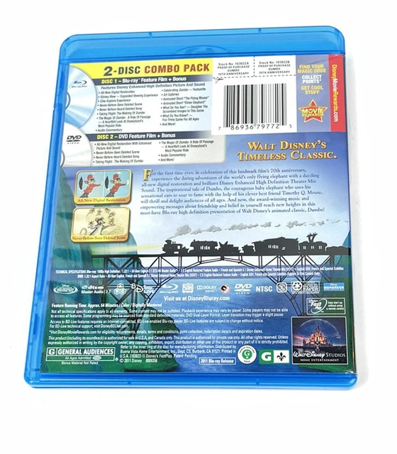 DISNEY DUMBO BLU-RAY DVD 70th Anniversary Edition 2011 $6.19 - PicClick CA