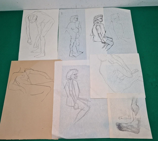 7 X FEMALE Anatomy Study Pencil Drawings from the Studio of Artist Jack ...