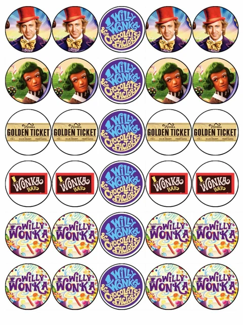 WILLY WONKA CUPCAKE Toppers Edible Wafer Paper Birthday Cake ...