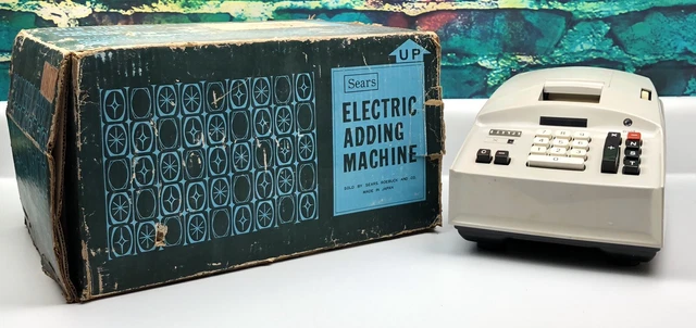 VINTAGE SEARS ELECTRIC ADDING MACHINE MODEL 203-873.58300, Light Gray ...