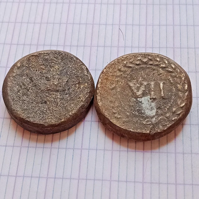 RARE ANCIENT ROMAN Spintria Brothel Entry Token 2 Coins Caligula 100 Ad ...