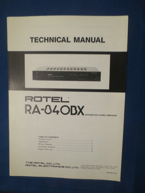 ROTEL RA-840BX INTEGRATED Amp Technical Service Manual Factory Original ...