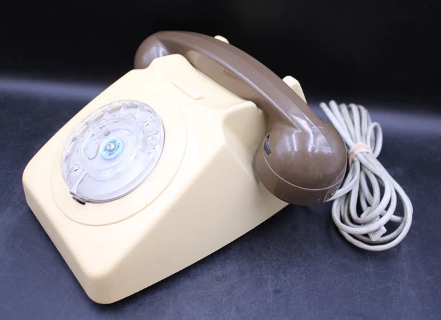 VINTAGE BRITISH TELECOM Beige Brown Retro Rotary Dial TELEPHONE - B71 £ ...