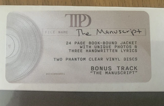 TAYLOR SWIFT The Tortured Poets Department 2xCLEAR VINYL LP RSD 2024 ...