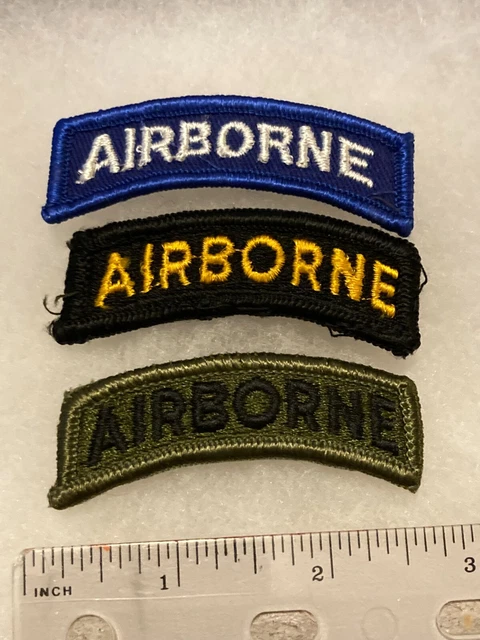 AUTHENTIC US ARMY Airborne Tabs BDU OD Green Gold Black Blue Insignia ...