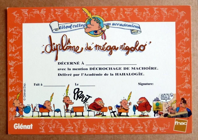 ZEP TITEUF DIPLÔME Mega Rigolo + timbres EUR 6,00 - PicClick FR
