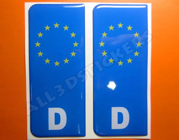 2X3D STICKER RESIN Domed Euro GERMANY Number Plate Car Badge Adhesive ...