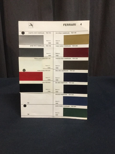 RARE NUANCIER COLORI Chart Book Farbkarte GLASURIT 1984 FERRARI $92.51 ...