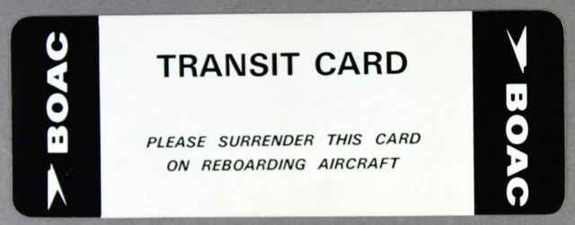 BOAC VINTAGE AIRLINE Transit Card B.o.a.c. Boarding Pass £19.95 ...