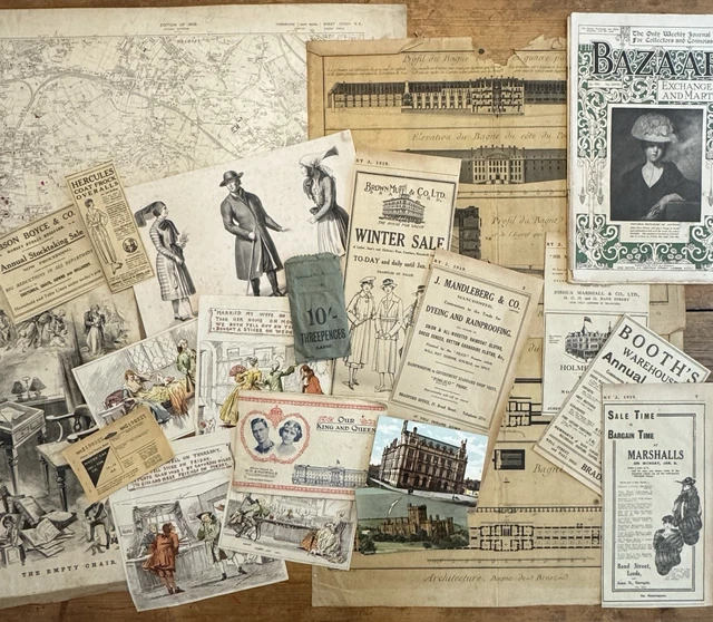 VINTAGE & ANTIQUE Ephemera Magazine Map Architectural Drawings Prints As Found £24.99 - PicClick UK