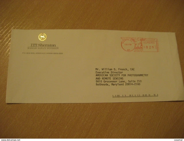 HONOLULU 1992 ITT Sheraton Japan Division HAWAII Meter Mail Cancel ...