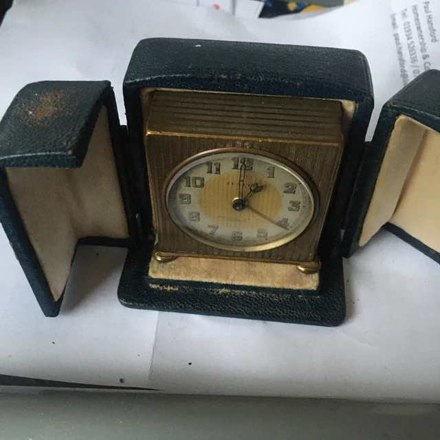 VINTAGE ZENITH BRASS Travel Clock With Alarm In Original Double Door ...