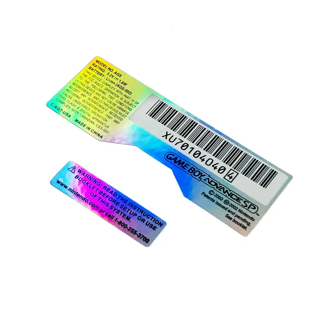 GBASP GAME BOY Advance SP Holographic Sticker/Label Set - Silver $9.43 ...