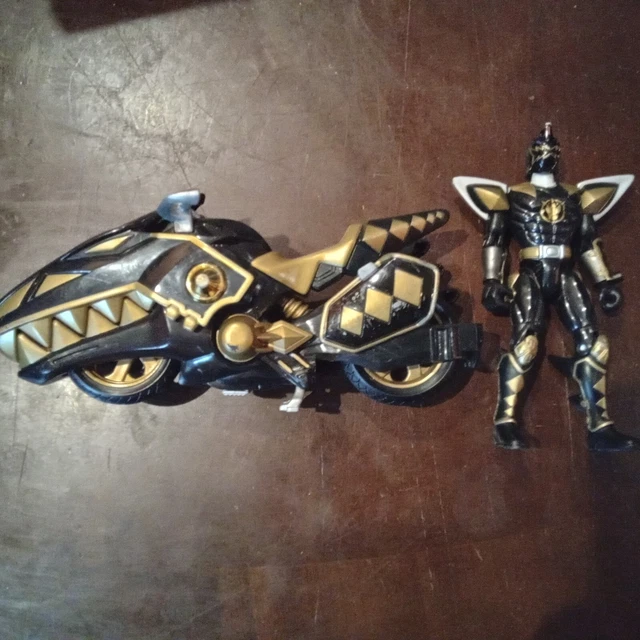 POWER RANGERS DINO Thunder Black Ranger Raptor Cycle with Black Ranger ...
