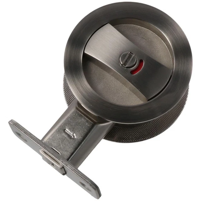 BRUSHED NICKEL POCKET Door Lock Round Flush Door Locks Bathroom Bedroom ...