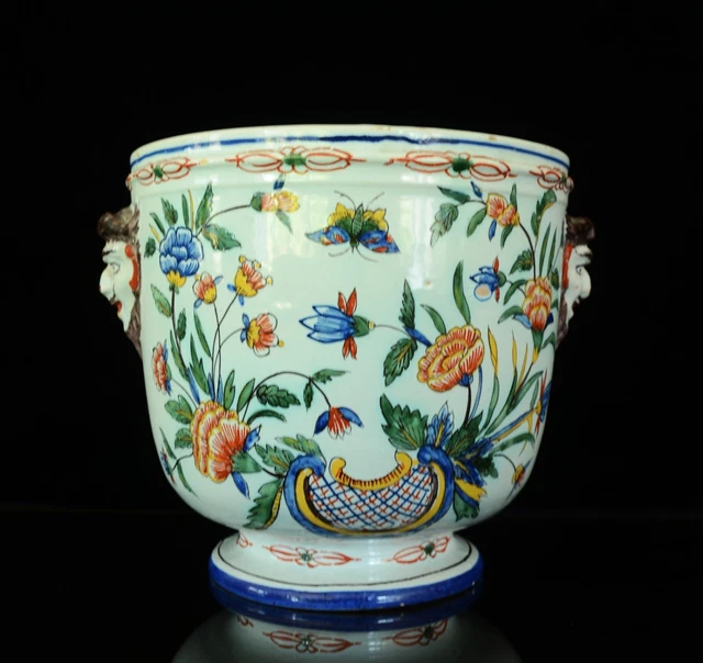 FOURMAINTRAUX COURQUIN FAÏENCE Desvres Ancien cache pot décor Vieux ...