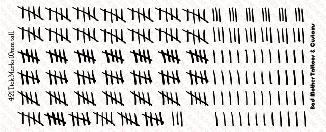 SCALE CUSTOM WATERSLIDE Decals: Tick Marks 10mm Tall for Action Figures ...