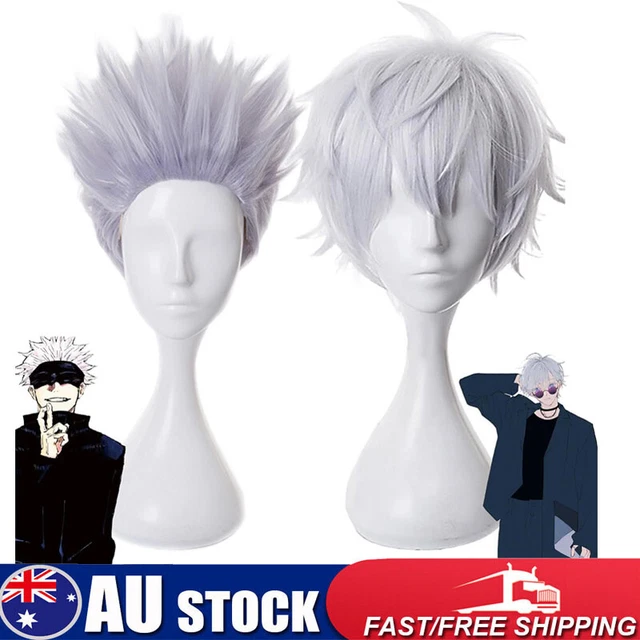 ANIME JUJUTSU KAISEN Gojo Satoru Cosplay Wig Short Silver Grey Party ...