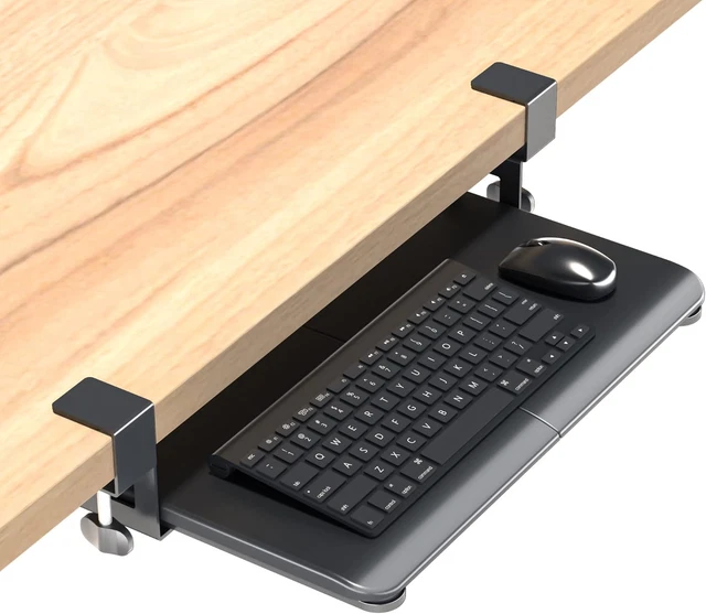 SMALL KEYBOARD TRAY under Desk, Pull Out Keyboard & Mouse Tray with C ...