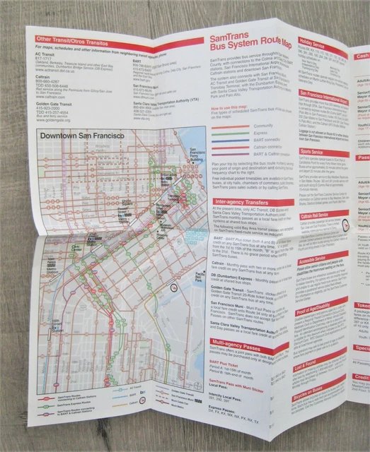 VINTAGE 1995 SAMTRANS Bus System Route Map Guide San Francisco San ...