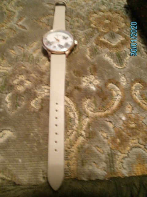 AVON BUTTERFLY WATCH Taupe Strap Stainless Steel Back BNIB New Battery ...