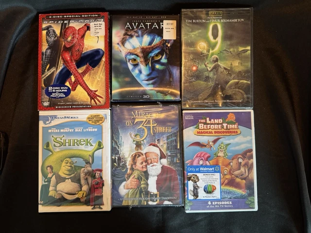 SEALED FAMILY MOVIE Bundle: Spider-Man 2, Shrek, Avatar, 9, More (6 ...