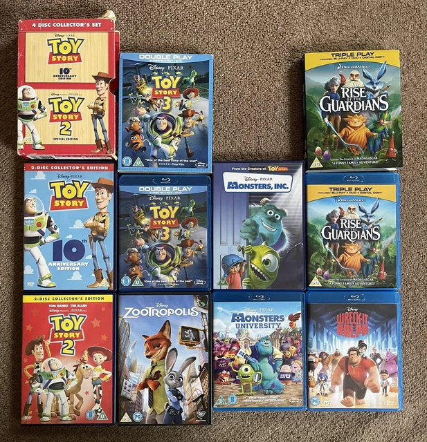 DISNEY PIXAR DREAMWORKS Blu Ray Dvd Bundle Monsters Inc. Toy Story ...