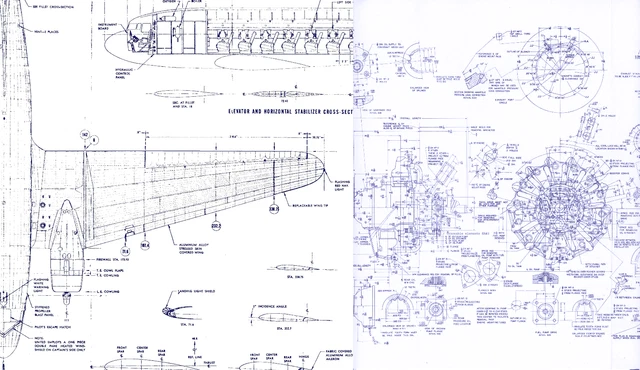 DC-3 C-47 BLUEPRINT PLANS RARE DETAIL DRAWINGS plus extra plans 1940 ...