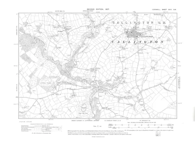 OLD MAP OF Callington 1907 - Cornwall, repro Corn-29-SW £18.99 ...