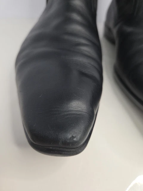 HUGO BOSS MENS Black Leather Pull On Chelsea Boot S EU 41 US 8-8.5 Made ...