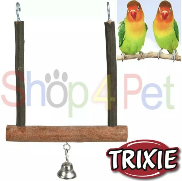 BIRD CAGE SWING Trixie Natural Swinging Trapeze With Bell Budgie Canary ...