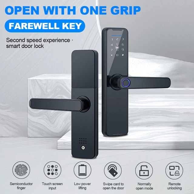 ELECTRONIC SMART DOOR Lock Fingerprint Tuya APP Card Password Key Home ...