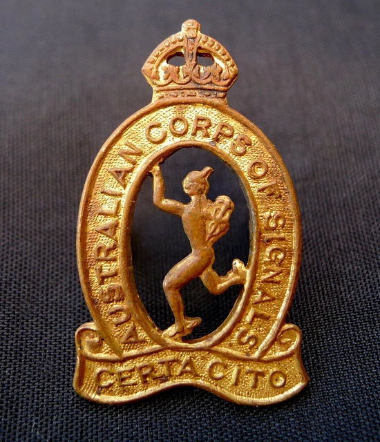 WW1 AUSTRALIAN OFFICERS Collar Badge: Australian Corps Of Signals ...