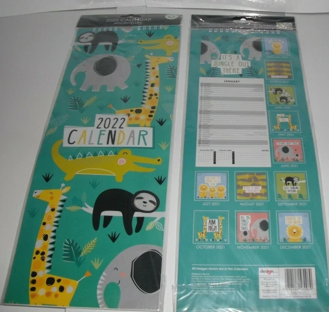 2022 SAFARI ANIMALS Slim Calendar - Animal - Month To View £1.69 ...