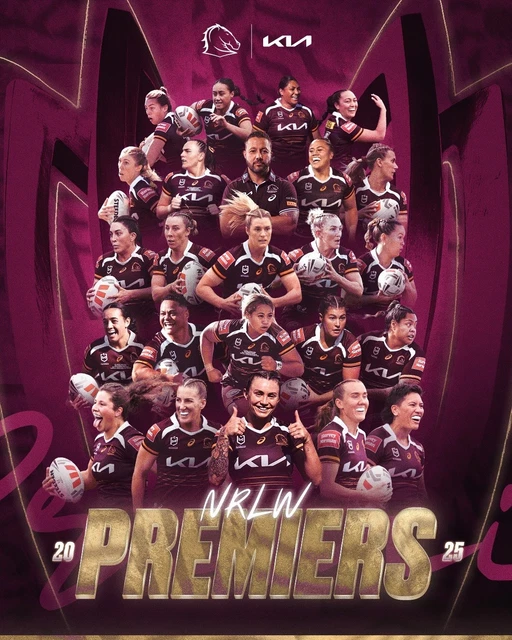 BRISBANE BRONCOS 2025 premiers nrlw rugby team poster, CHAMPIONS, free ...