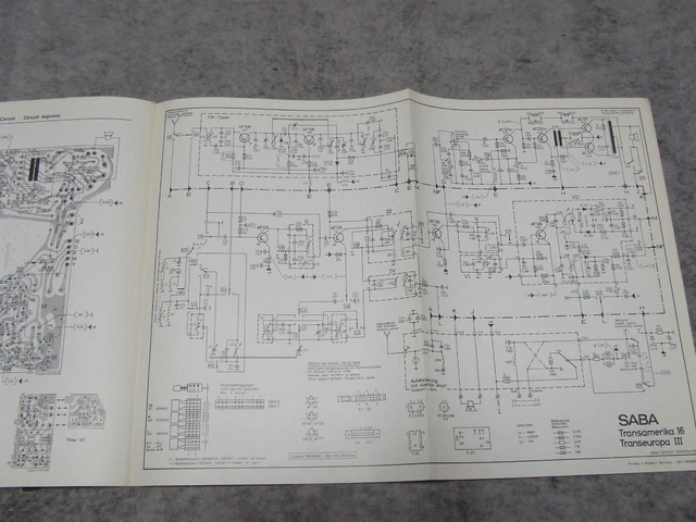 SCHALTPLAN SERVICE MANUAL für Kofferradio SABA Transamerika 16 Transeuropa III EUR 1,00 ...