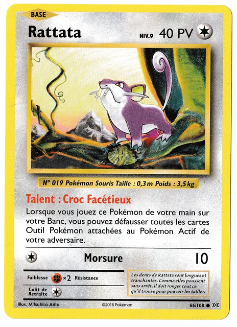 CARTE POKÉMON RATTATA 66/108 Evolutions XY - FR 🔥 EUR 1,00 - PicClick FR