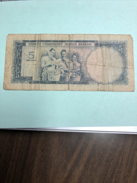 MUSTAFA KEMAL ATATURK Banknote TURKISH L1930 5 LIRA Currency ...