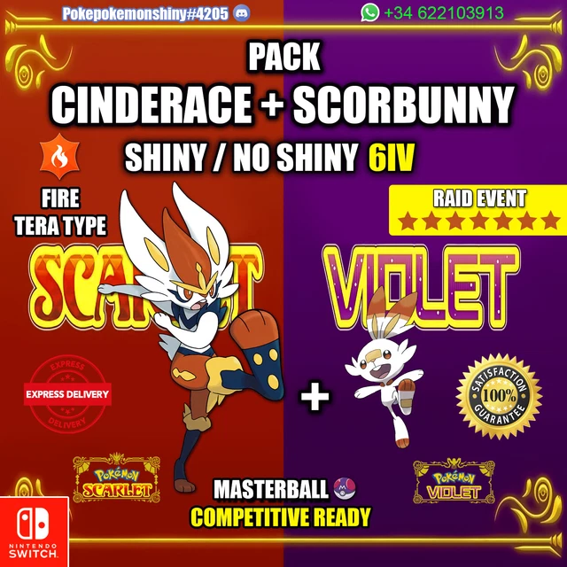 CINDERACE + SCORBUNNY Shiny 6 IV Pokemon Scarlet Écarlate & Violet EUR ...