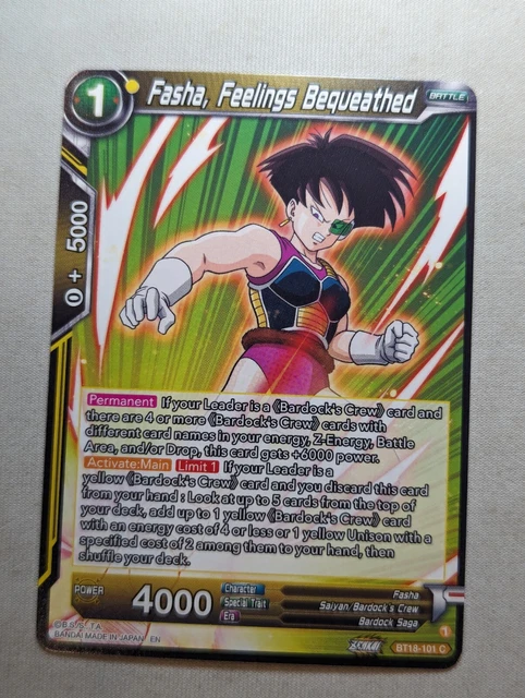 FASHA, FEELINGS BEQUEATHED BT18-101 C - Dawn of The Z-Legends - DBS - NON FOIL $1.00 - PicClick AU